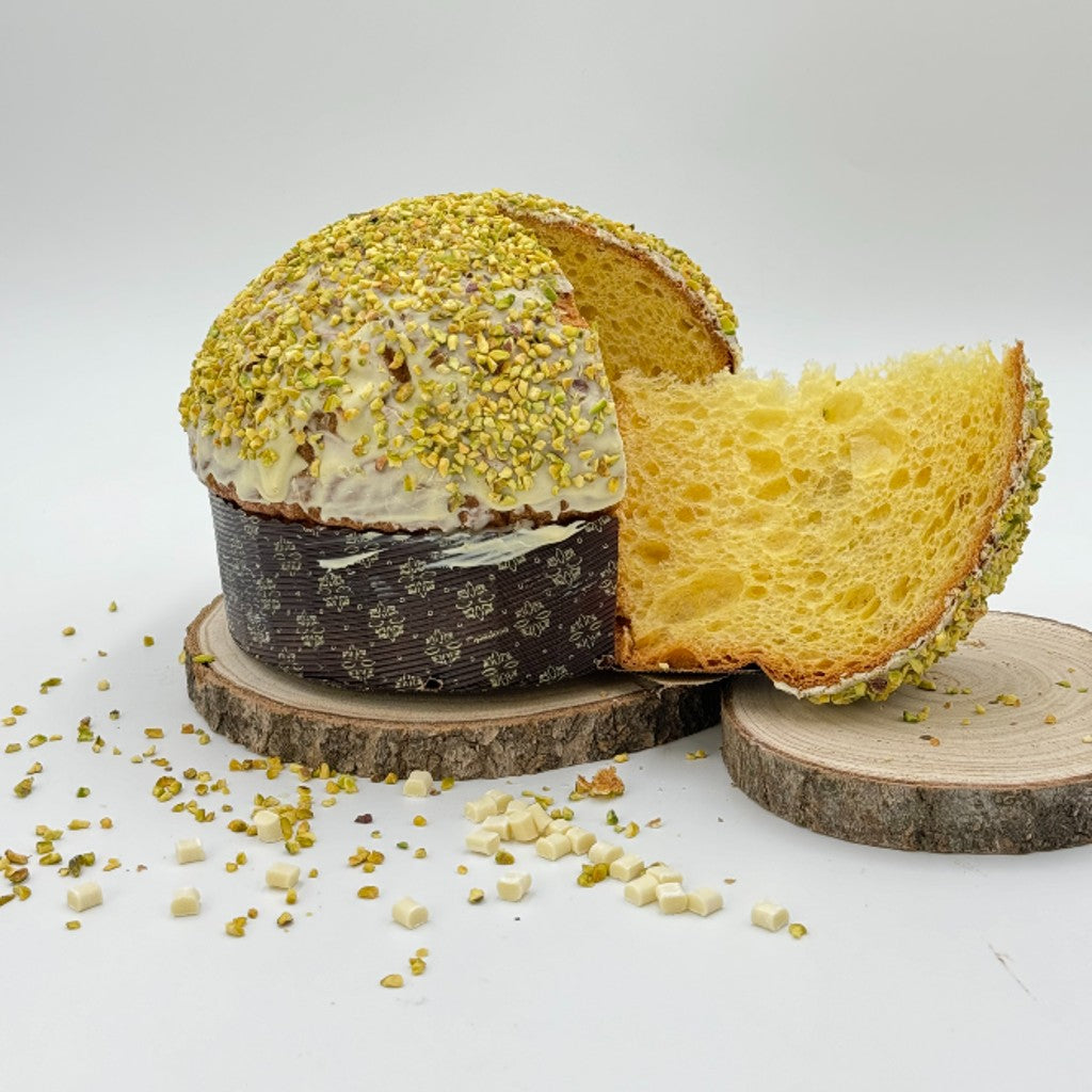 Panettone con crema di pistacchio senza uvetta e canditi | Acquista ... Panettone con crema di pistacchio senza uvetta e canditi | Acquista ...